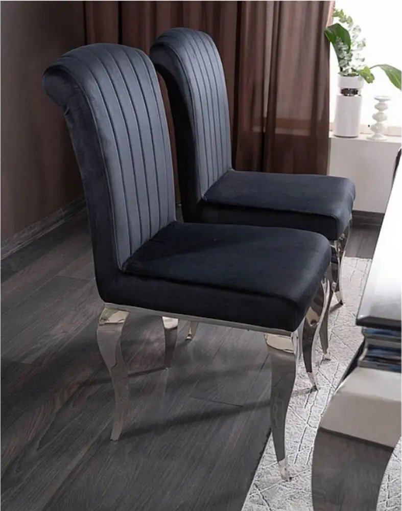 Matstol svart sammet med kromade ben - Kampanj -61% - 695 kr - Klädda ...