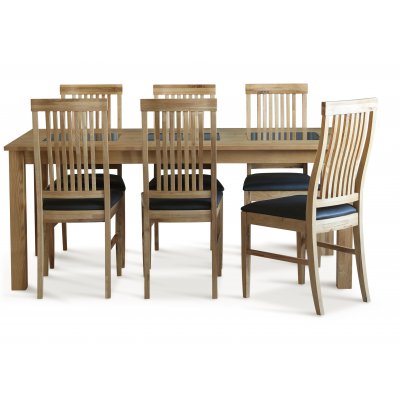 Granit matgrupp; ekbord 180x90 cm ek med 6 st bow matstolar i ek ...